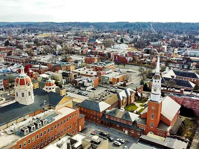 This bird's-eye view shows a city that kept its character while growing up, blending old and new beautifully.