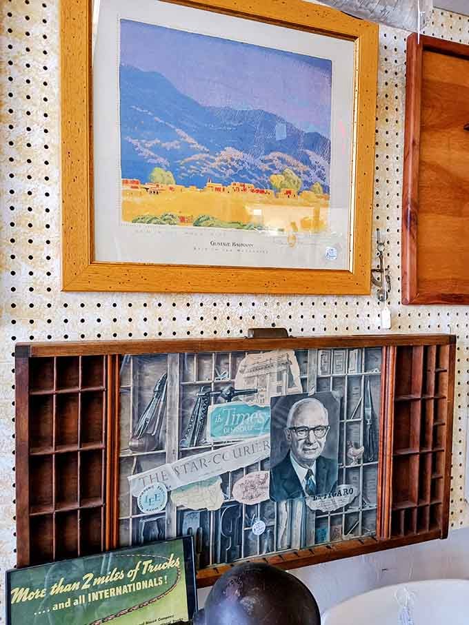 Southwestern art meets vintage advertising in a display that tells Arizona's colorful story beautifully.