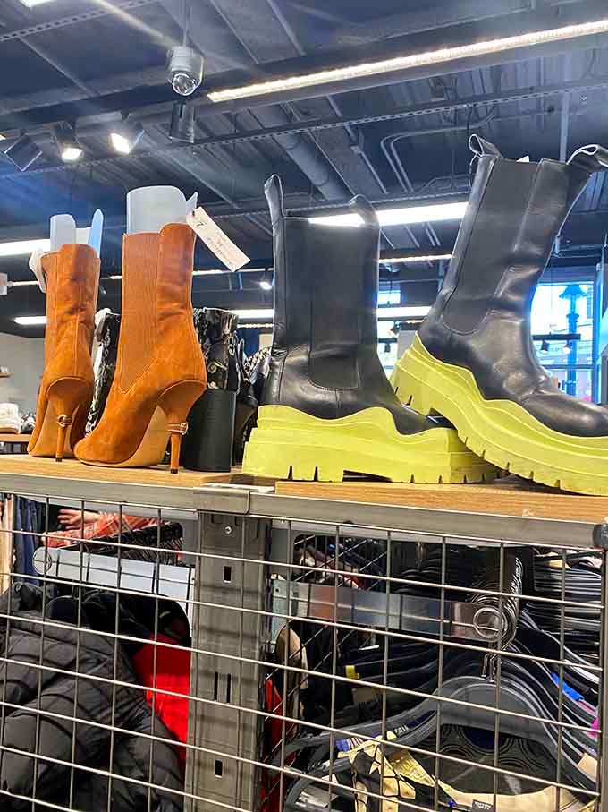 Those platform boots mean business, while the caramel ones whisper sweet nothings about fall fashion possibilities ahead.