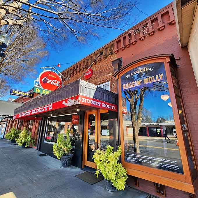 Huggin' Molly's vintage Coca-Cola sign and brick facade promise the kind of meal your grandmother would approve of wholeheartedly.