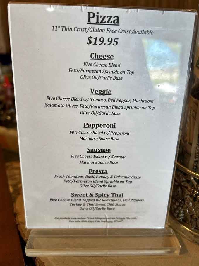 Six pizza options might not sound like much until you realize each one is basically a masterpiece on dough.