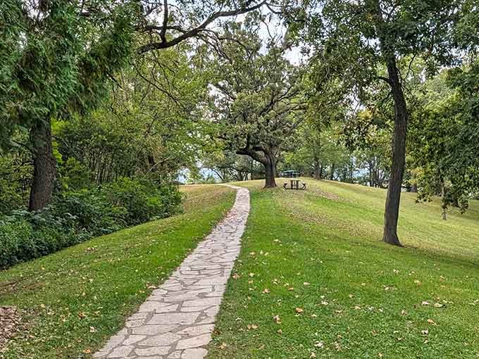 This stone path at Buena Vista Park leads to views that'll make your knees weak, in the good way.