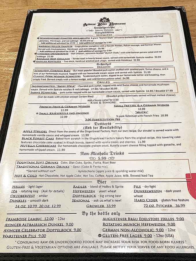 When a menu lists Schweinshaxe and J&auml;gerschnitzel, you know someone's taking their German cuisine seriously, very seriously.