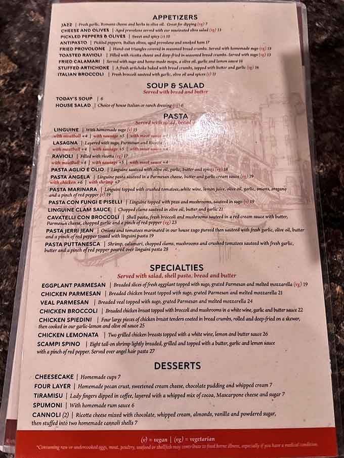 This menu reads like a greatest hits album of Italian cuisine, and every track is a winner.