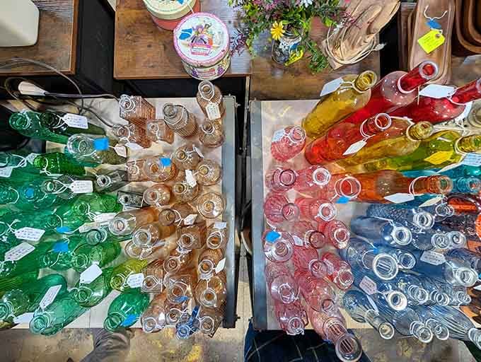 When bottles become a rainbow, you know someone's been collecting with serious dedication and excellent taste.