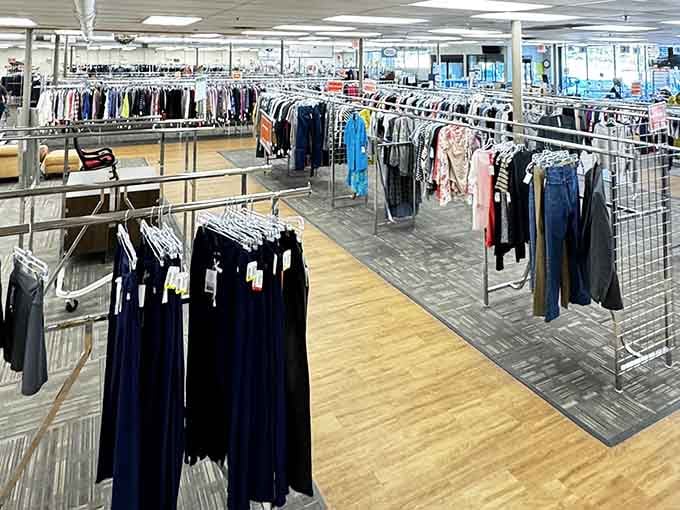 Aisles so organized and inviting, you'll forget you're thrift shopping and think you've wandered into a boutique.