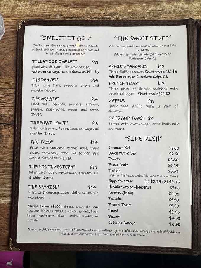 When the menu offers eight different omelets, you know someone's been thinking about breakfast for a while.