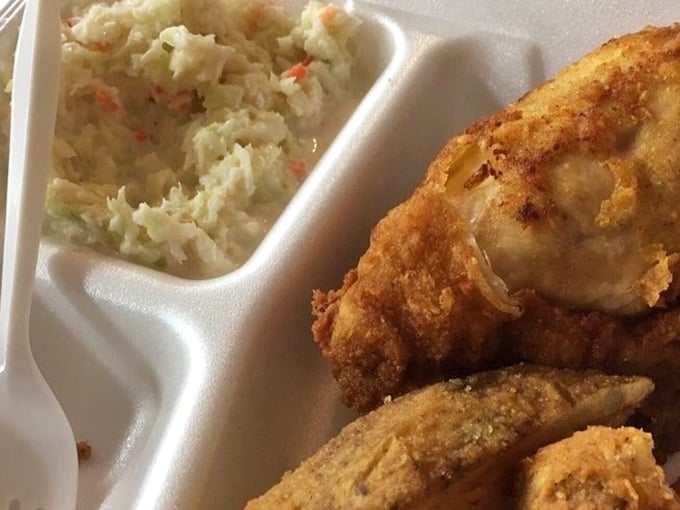 Golden, crispy perfection next to creamy coleslaw &ndash; this is what dreams are made of, folks.