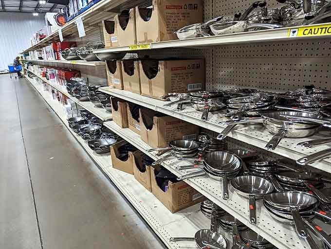 This cookware aisle stretches longer than some grocery stores, offering pots and pans at prices that won't burn your budget.