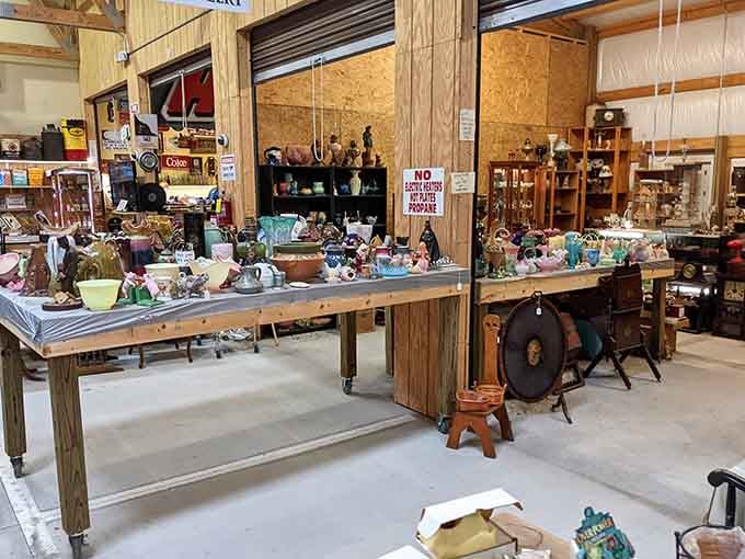 Vintage furniture and collectibles arranged with care, turning browsing into an adventure through decades of American design history.