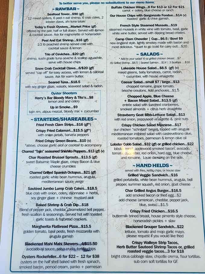 This menu reads like a love letter to the ocean, with options that'll make your decision-making skills completely abandon ship.