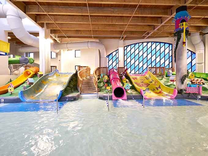 Rainbow-colored slides await the littlest adventurers, proving that size doesn't determine the amount of pure, unfiltered joy available.