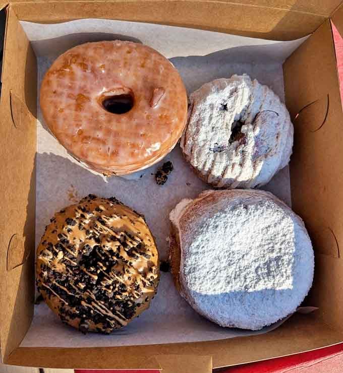 Four perfect circles of happiness proving that variety isn't just the spice of life, it's the glaze.