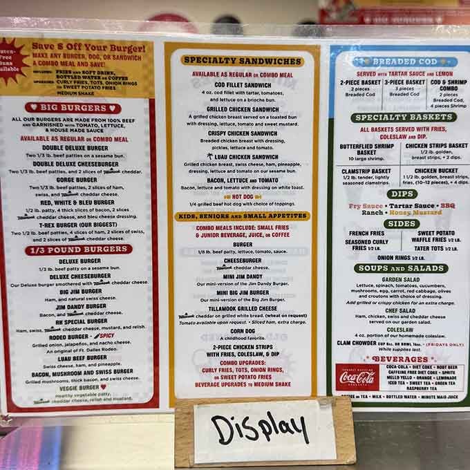 This menu board reads like a love letter to classic American comfort food, no pretension required.