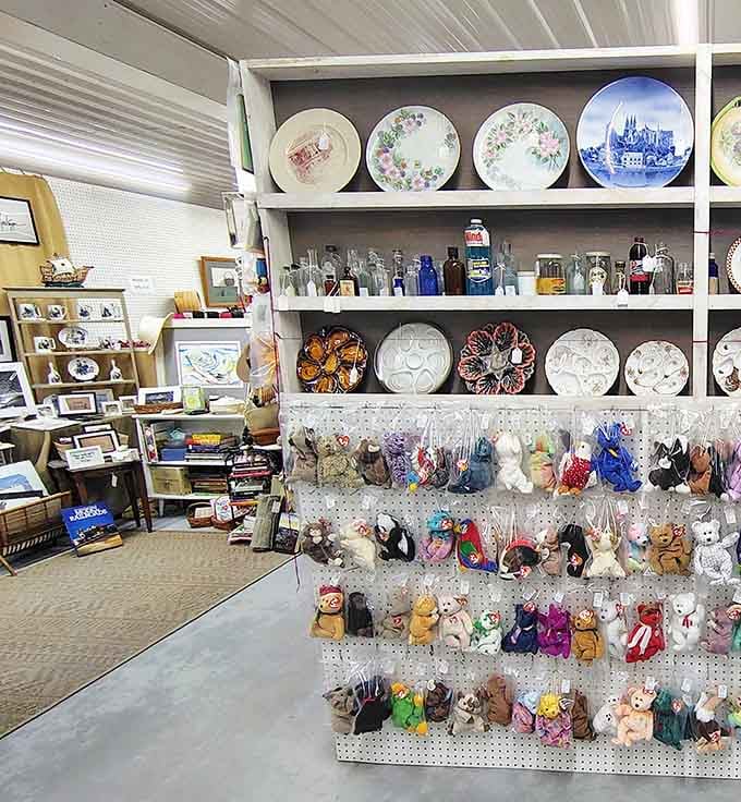 From delicate decorative plates to colorful plush toys, every shelf tells a different story from America's past.