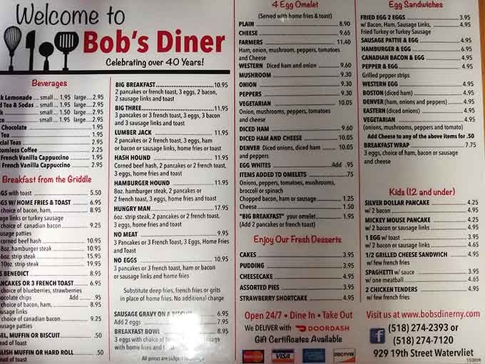 A menu this extensive requires reading glasses, patience, and possibly a flow chart to navigate successfully.