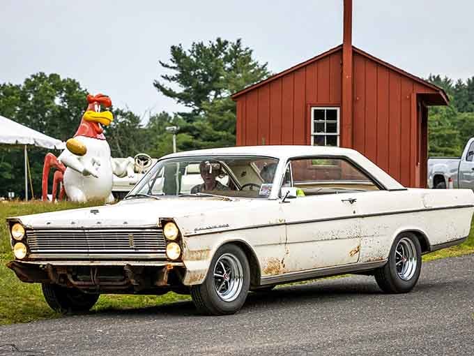 Even the vintage cars get in on the action, proving that at Brimfield, everything old becomes cool again.