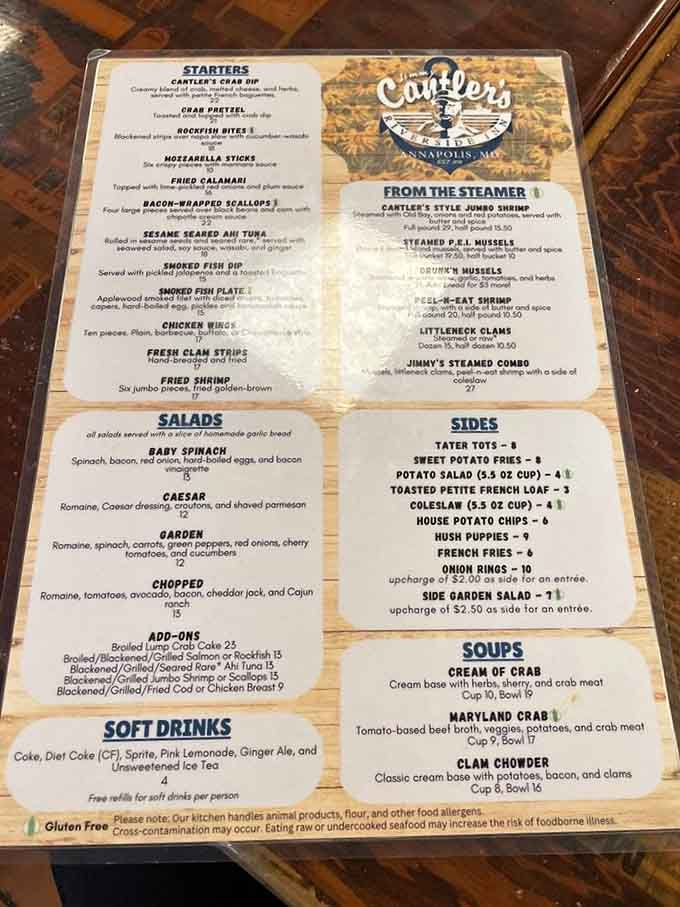 The menu reads like a love letter to the Chesapeake, offering everything from steamed perfection to fried indulgence.