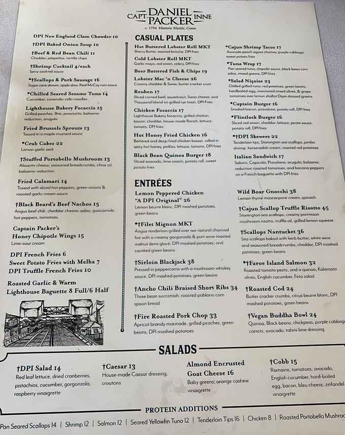 This menu reads like a love letter to New England cuisine, with that legendary chowder leading the charge.