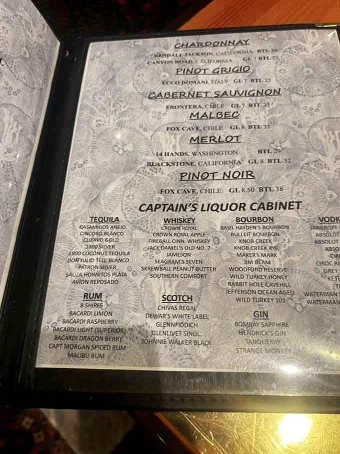 When the wine list is this extensive, you know they're serious about pairing the perfect drink with your seafood marathon.