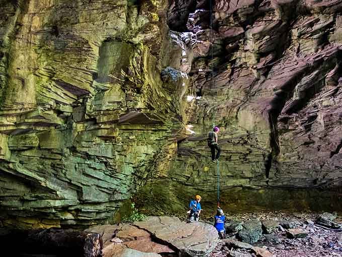 Nothing says "trust fall with Mother Nature" quite like dangling from a rope inside a million-year-old cave system.