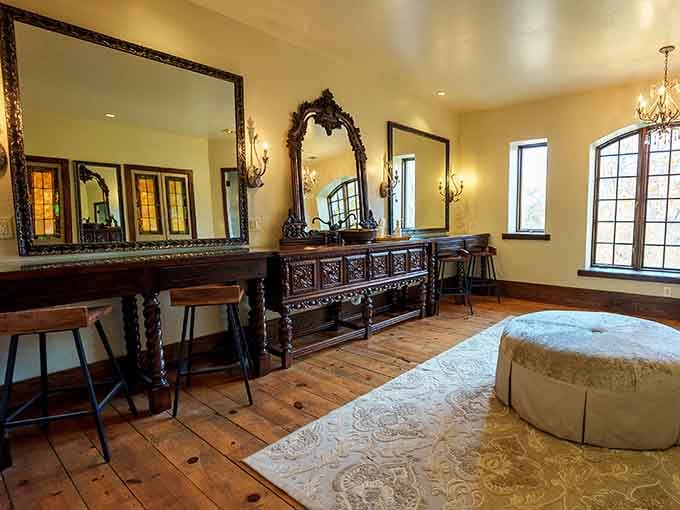 That ornate mirror has seen more elegance than most of us will in a lifetime.