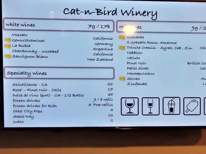 A menu offering everything from Moscato to frozen drinks proves wine snobbery has no place here.