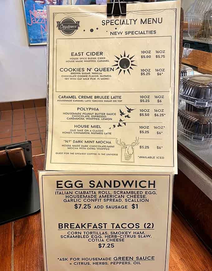 Creative lattes meet breakfast classics on a menu that refuses to play it safe or boring.