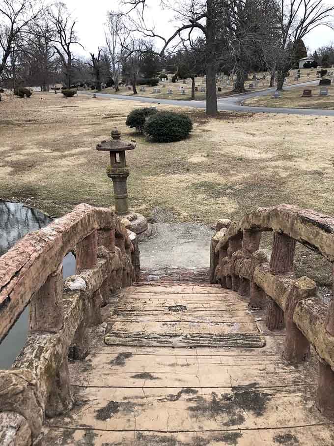 Time and weather have transformed this footbridge into something resembling a scene from "The Secret Garden."