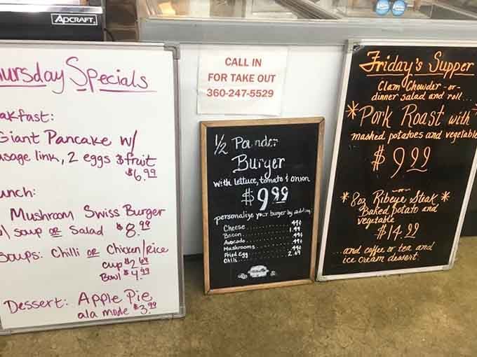 Handwritten specials and chalkboard menus remind you that real food doesn't need fancy fonts or pretentious descriptions.