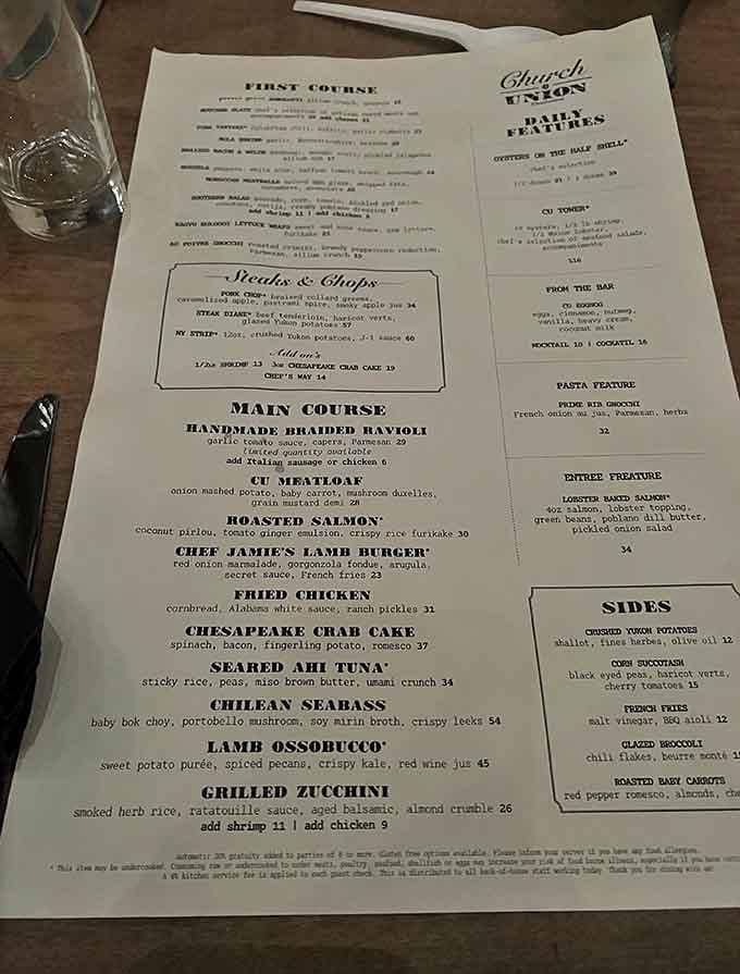 From lamb ossobucco to fried chicken, this menu reads like a Southern culinary hymnal with something divine for everyone.