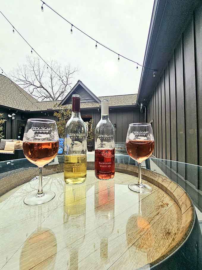 Ros&eacute; and white wine catching golden hour like they're auditioning for a lifestyle magazine cover shoot.