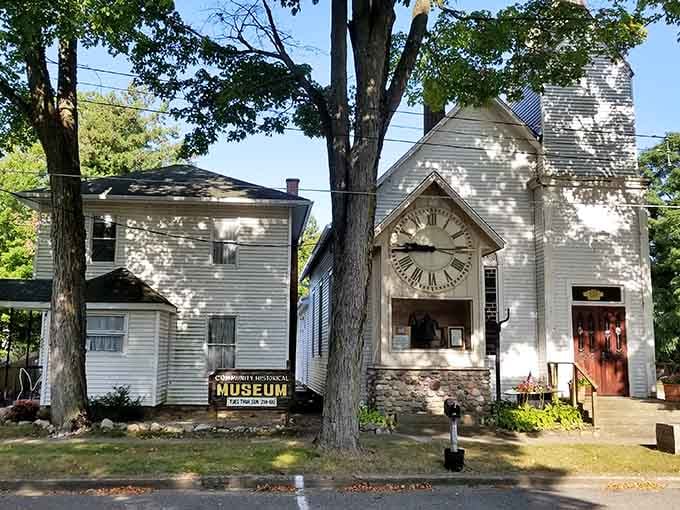 That clock tower and white clapboard exterior house decades of magical history in the most charming building imaginable.