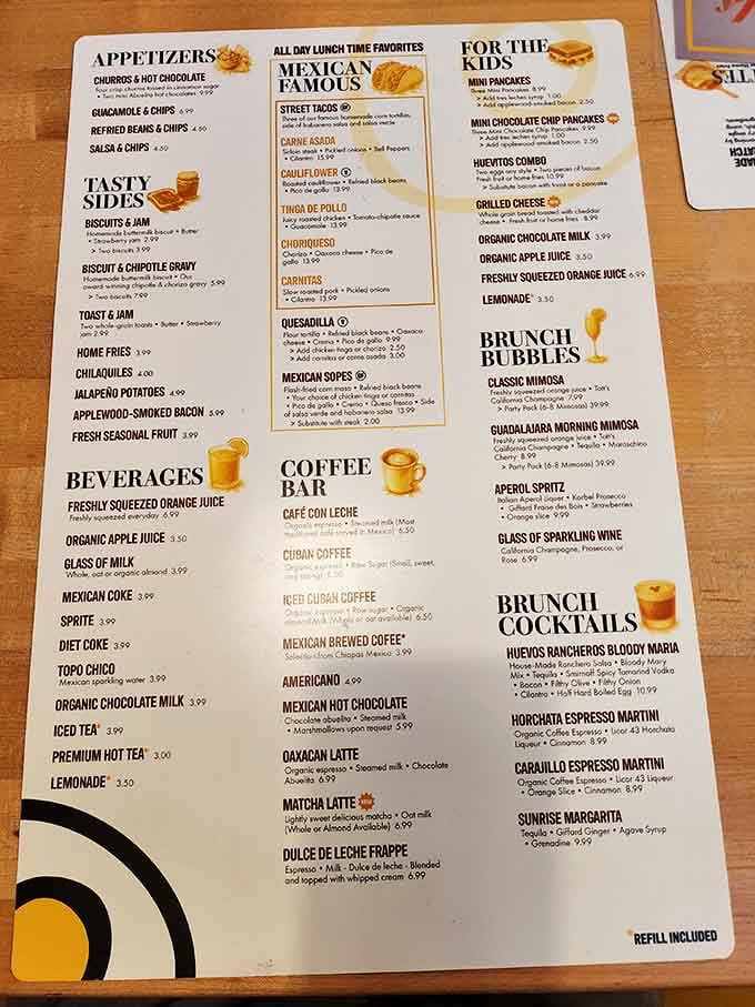 When a menu offers both churros and chilaquiles, you know someone's doing breakfast right.