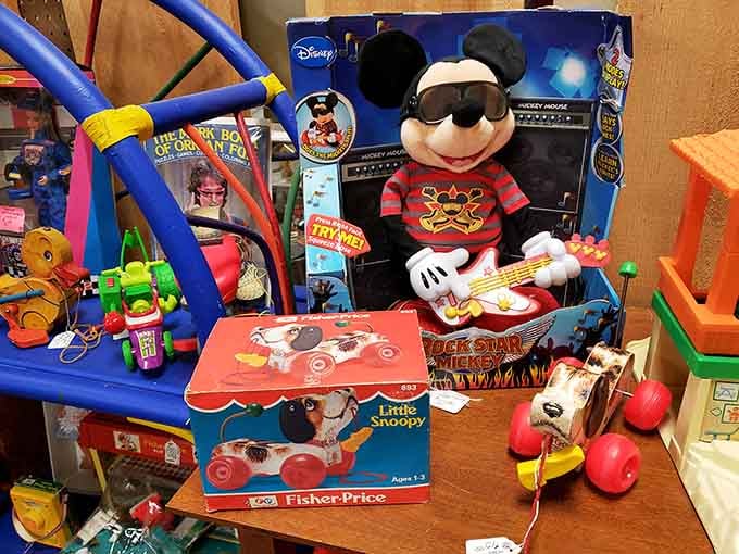 Rock star Mickey meets vintage Fisher-Price in a nostalgia explosion that'll transport you straight back.