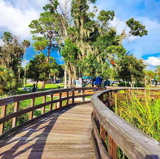 Hunter Springs Park offers boardwalks through moss-draped oaks, proving paradise doesn't need an admission fee or crowds.