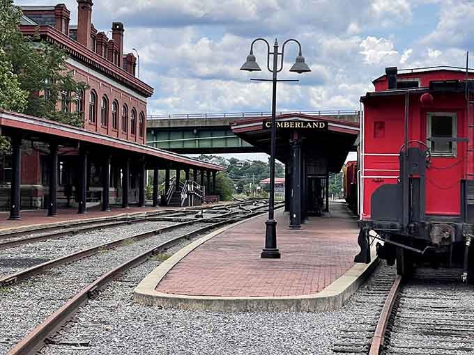 That red caboose isn't just decoration, it's your ticket to mountain views that'll make you forget about scrolling through your phone.