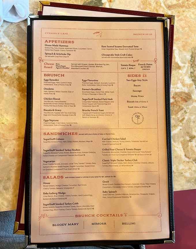 This menu reads like a greatest hits album of brunch classics, each dish ready to deliver.