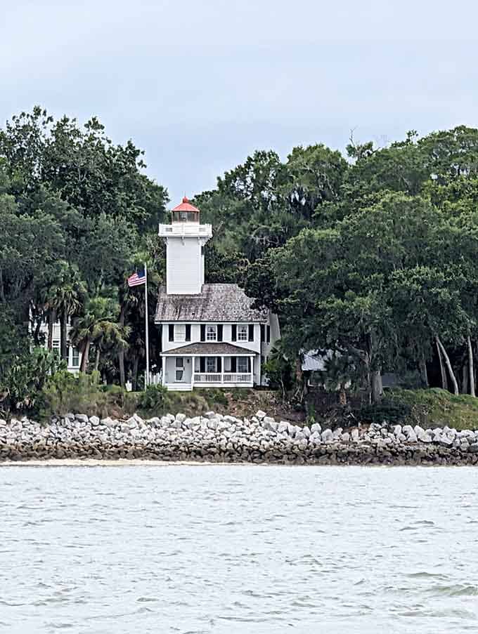 The Haig Point Lighthouse has been the island's steadfast guardian since the 1870s, still standing proud against coastal skies.