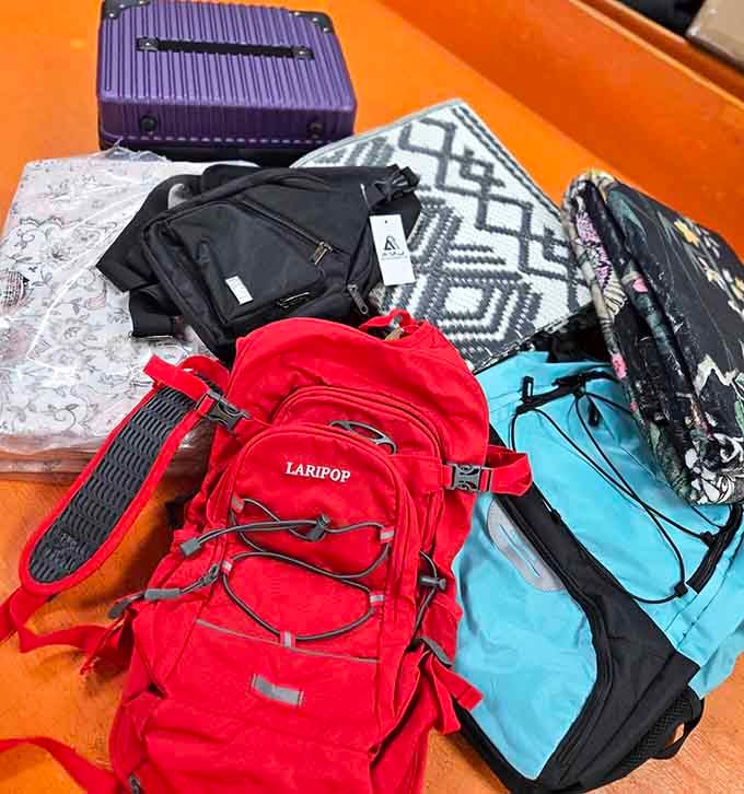 Backpacks in every color imaginable, because apparently choosing just one shade is for people without commitment issues or kids.