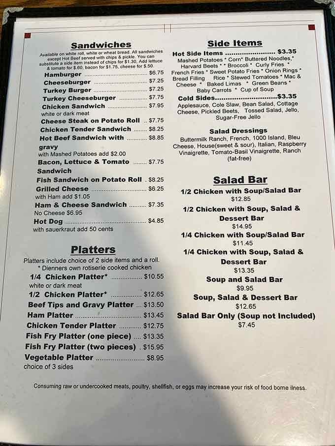 When a menu offers both chicken platters and fish fry, you know they're serious about variety.