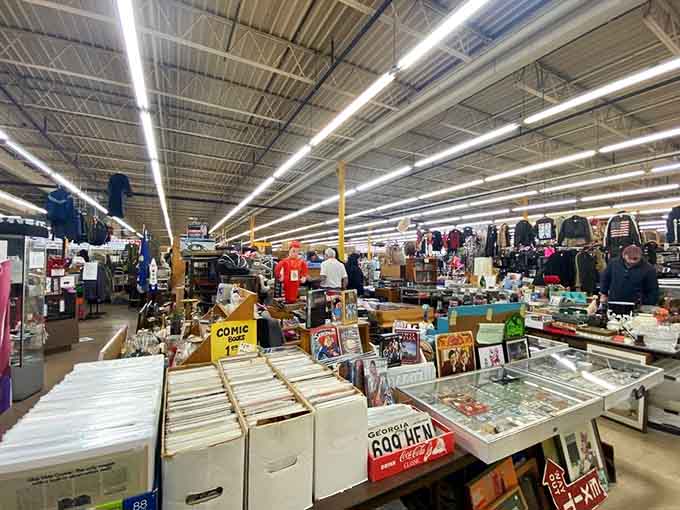 Rows stretching into infinity prove that one person's clutter is another person's Saturday afternoon treasure hunt paradise.