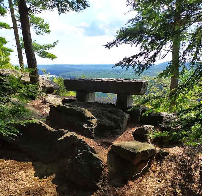 A bench with a view that's worth every step it took to get here.