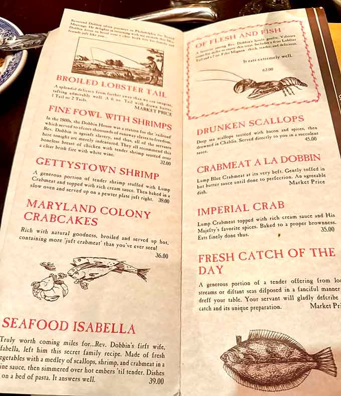 The menu reads like a delicious history lesson, complete with illustrations that make choosing nearly impossible.