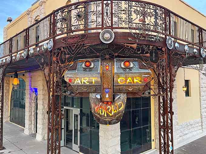 The Art Car World installation proves that creativity thrives everywhere, not just in overpriced gallery districts.