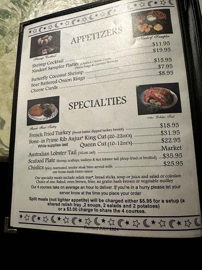 The menu reads like a love letter to classic supper club dining, complete with choices that matter.