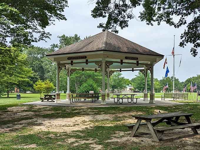 This pavilion has hosted more peaceful picnics than you've had hot dinners, and it's still going strong.