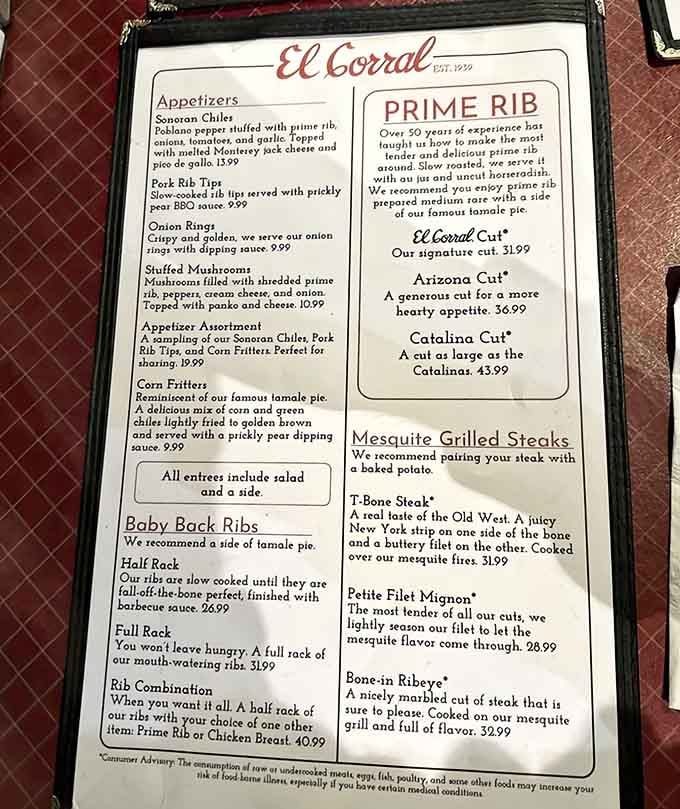 When a menu confidently declares "over 50 years of experience," you know they've perfected the art of prime rib.