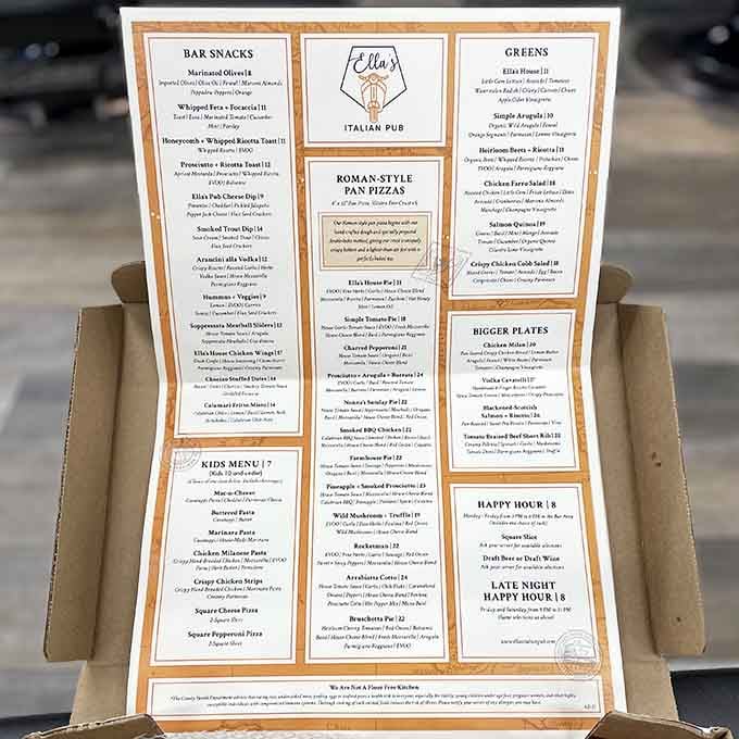 Roman-style pan pizzas take center stage on this menu, flanked by bar snacks and bigger plates.