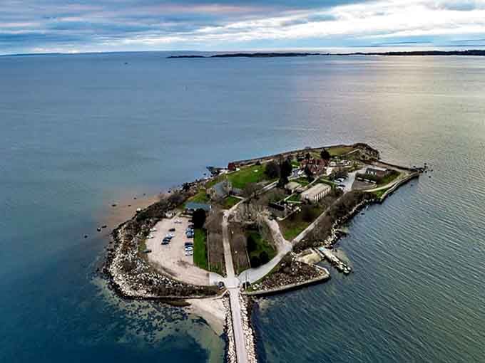 The causeway connecting you to tranquility is visible here, proving that sometimes the best destinations require crossing a little water.